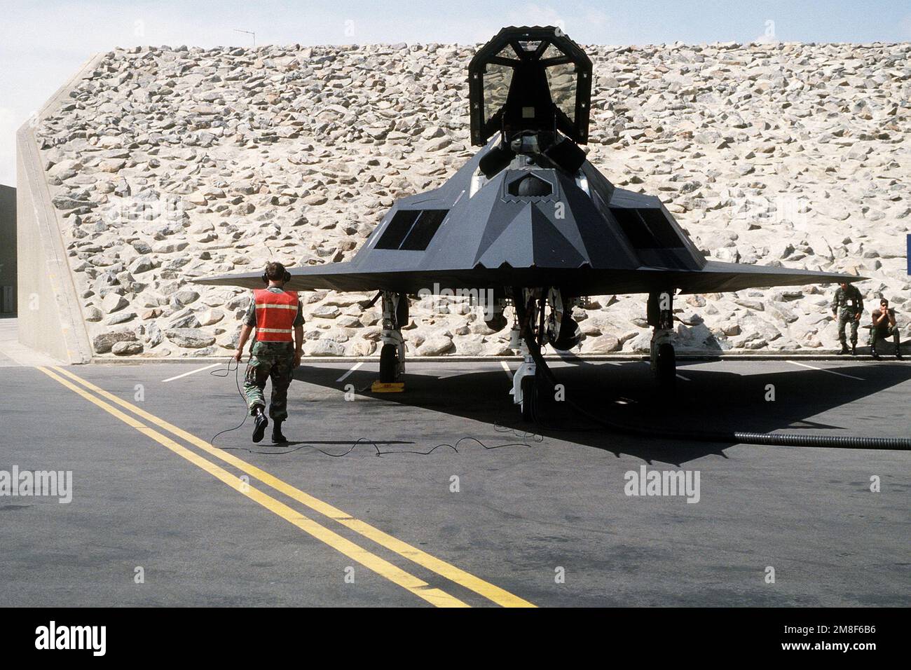 An F-117A stealth fighter aircraft of the 37th Tactical Fighter Wing ...