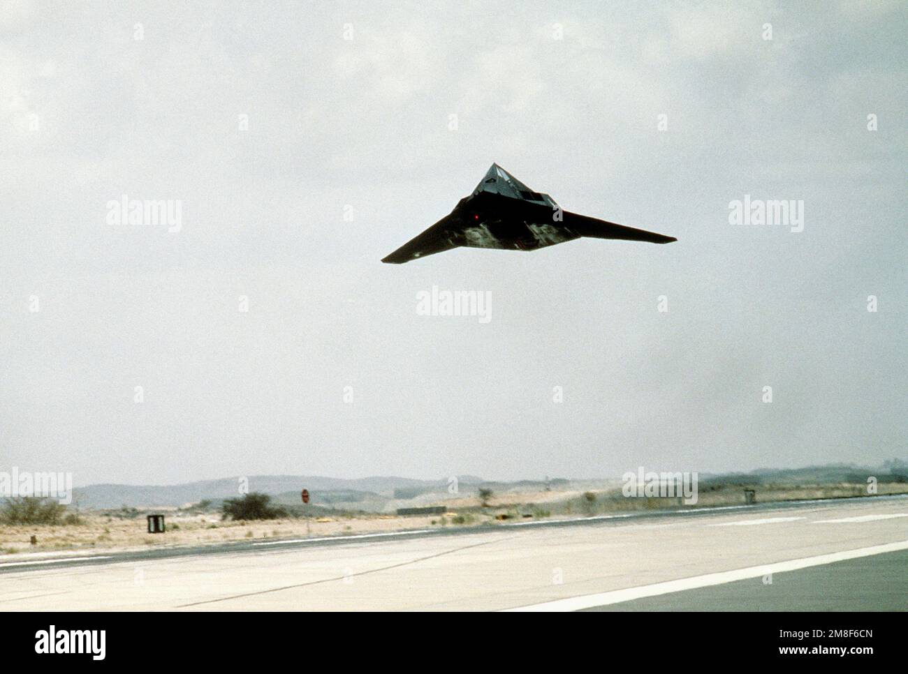 An F-117 stealth fighter aircraft takes off on its return flight to the ...