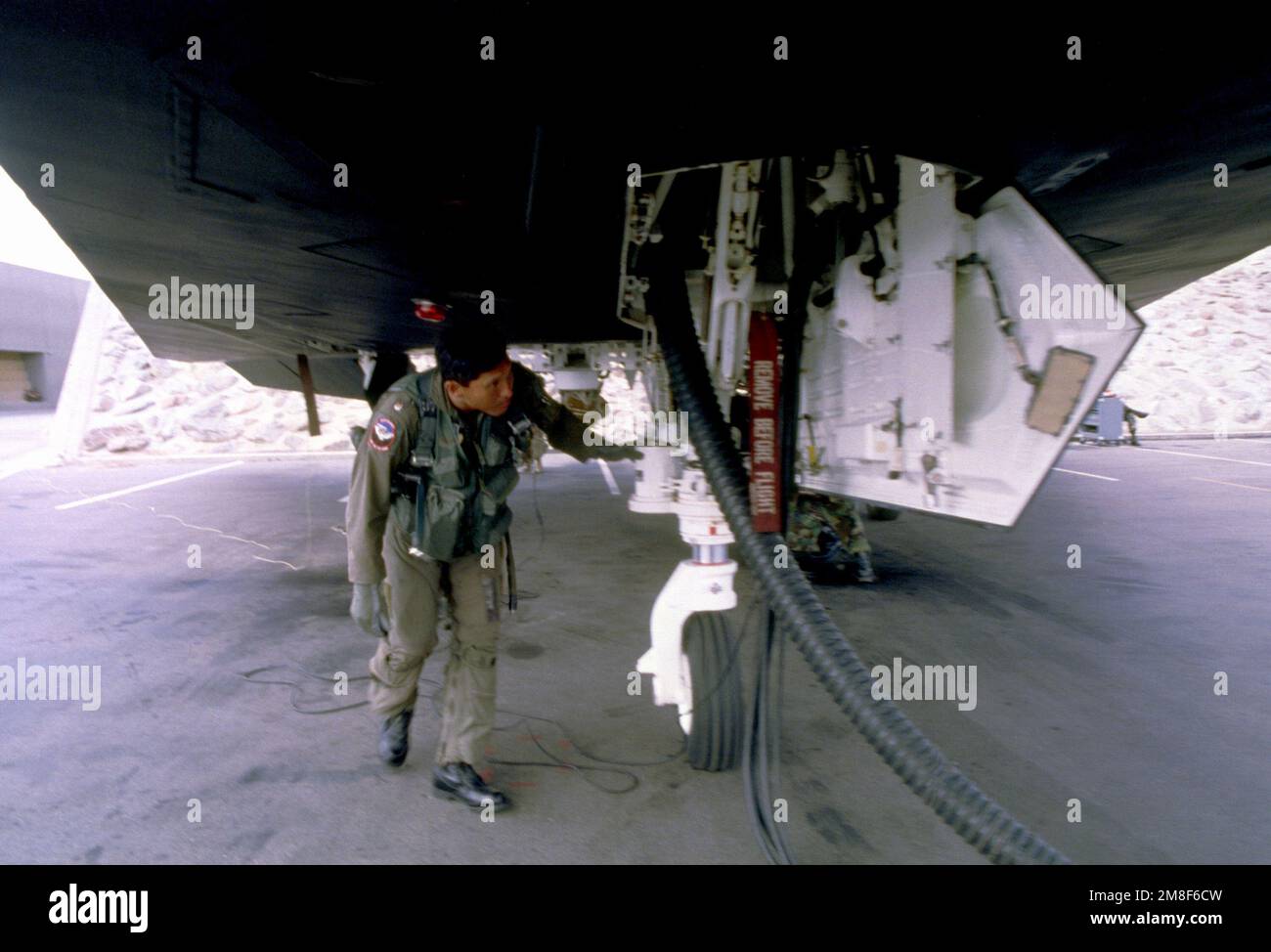 MAJ Joe Bowley of the 37th Tactical Fighter Wing performs a preflight ...
