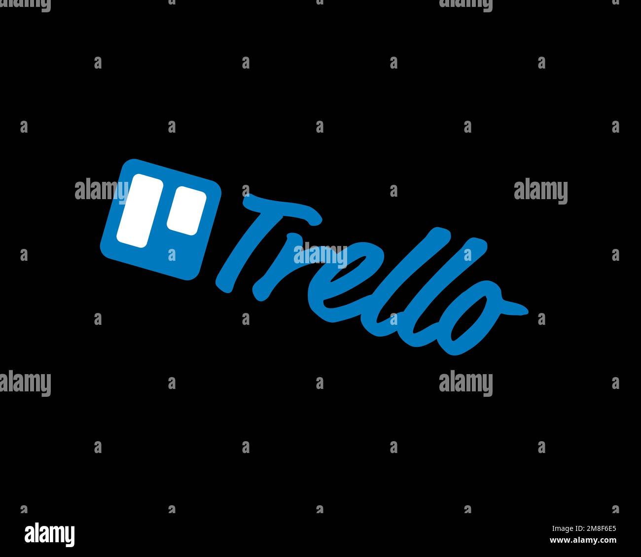 Trello, rotated logo, black background B Stock Photo - Alamy