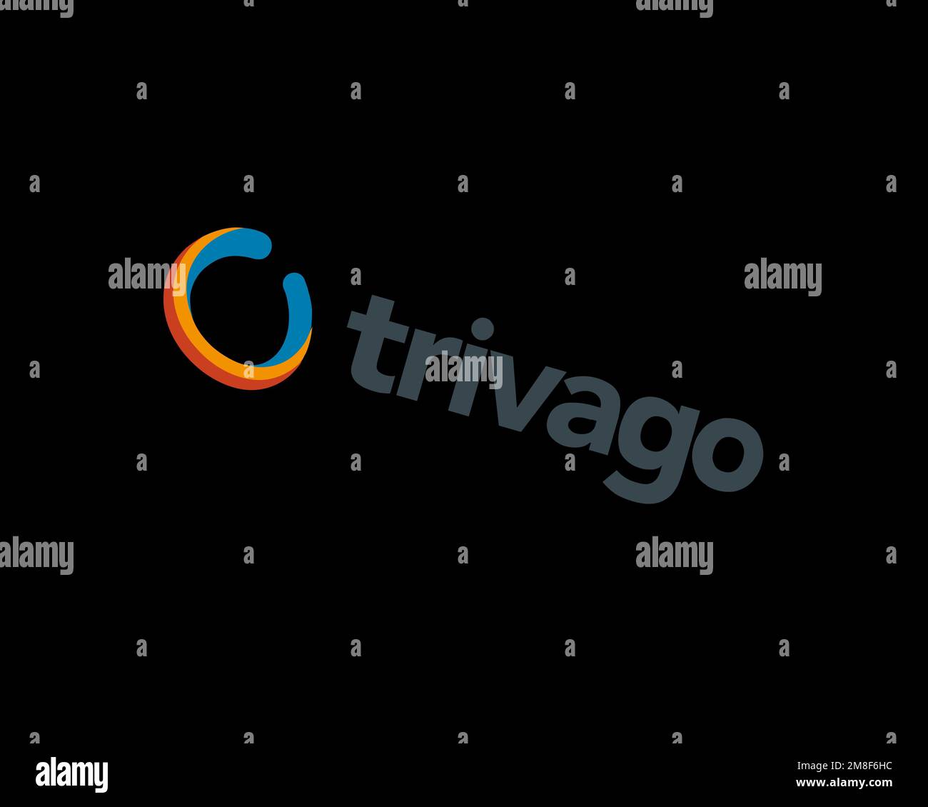 Trivago, rotated logo, black background B Stock Photo - Alamy