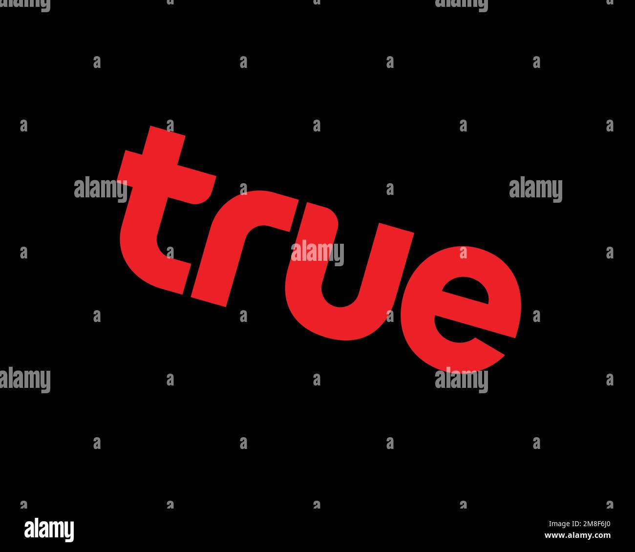 True Corporation, rotated logo, black background B Stock Photo - Alamy