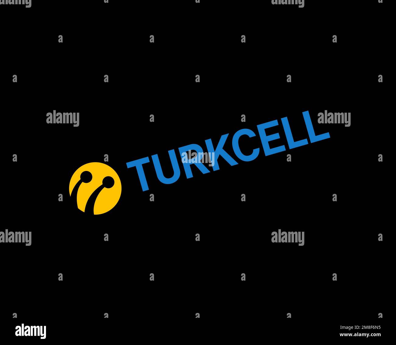 Turkcell, rotated logo, black background Stock Photo - Alamy