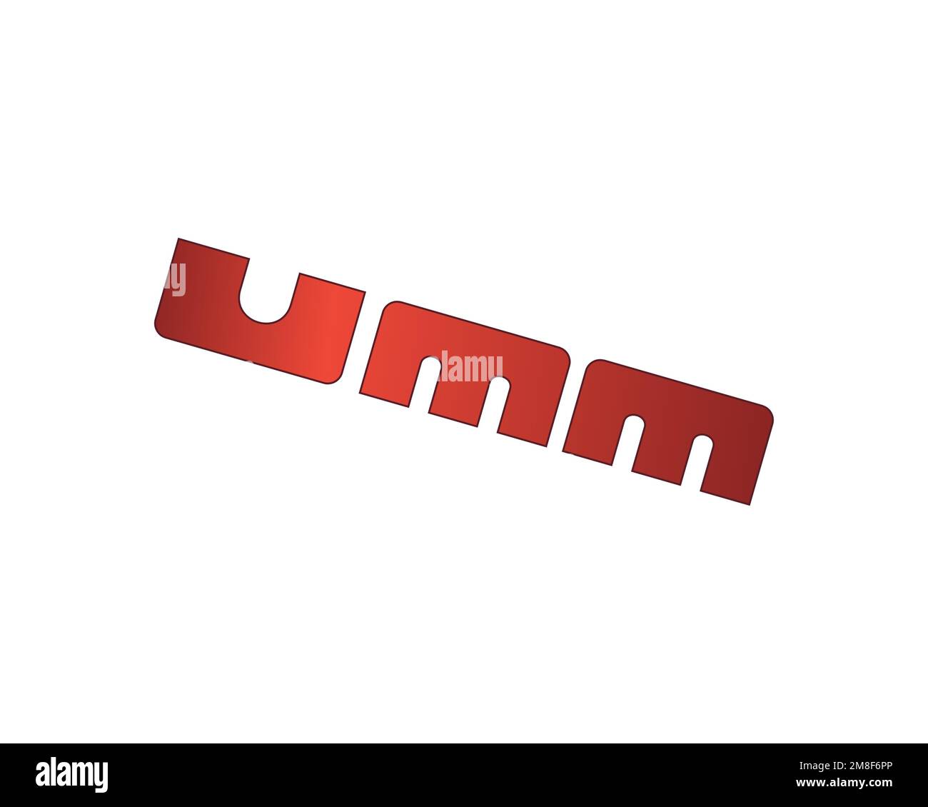 UMM Uniao Metalo Mecanica, rotated logo, white background B Stock Photo ...