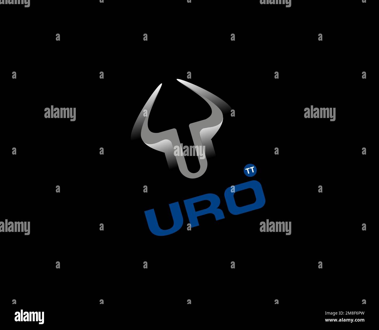 UROVESA, rotated logo, black background Stock Photo - Alamy