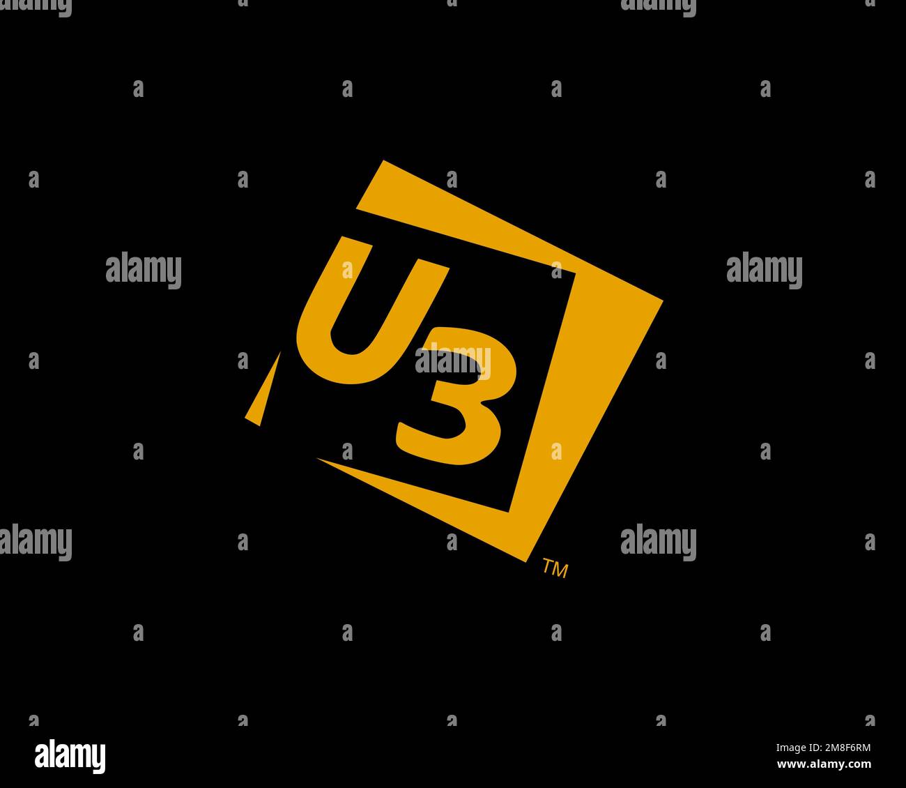 U3 software, rotated logo, black background B Stock Photo - Alamy