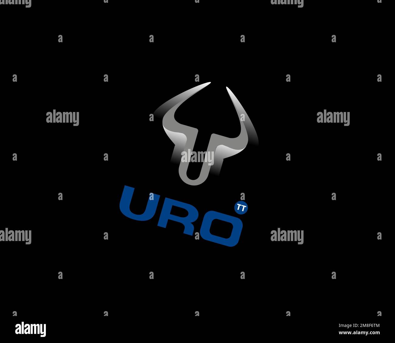 UROVESA, rotated logo, black background B Stock Photo - Alamy