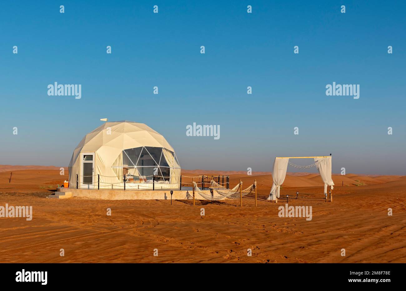 Dome tent at desert glamping camp, Wahiba Sands (Sharqiya Sands ...