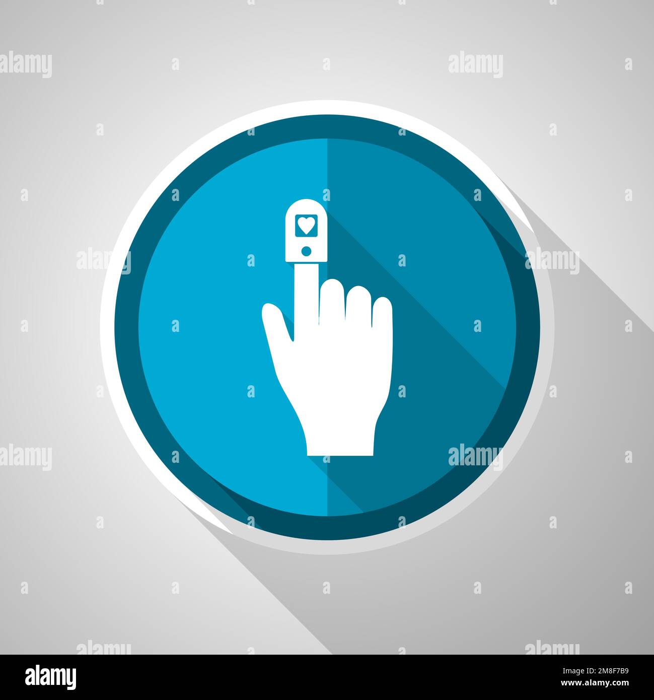 Oximeter, blood saturation monitor symbol, flat design vector blue icon ...