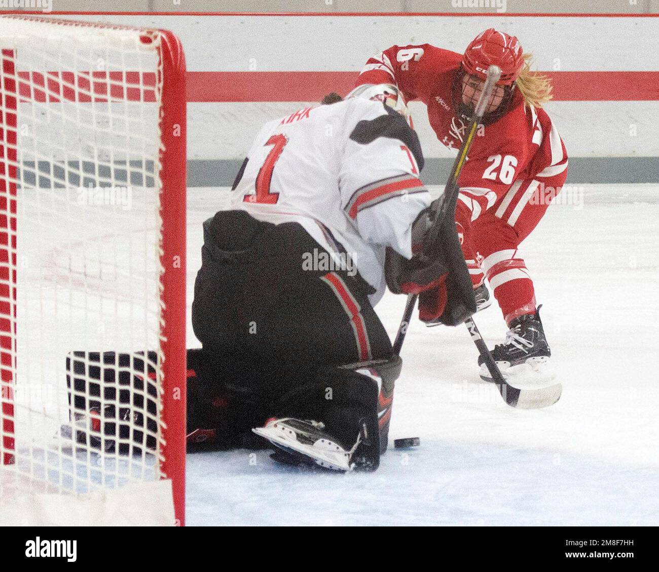 January 13, 2022: Ohio State Buckeyes goaltender Raygan Kirk (1) makes ...