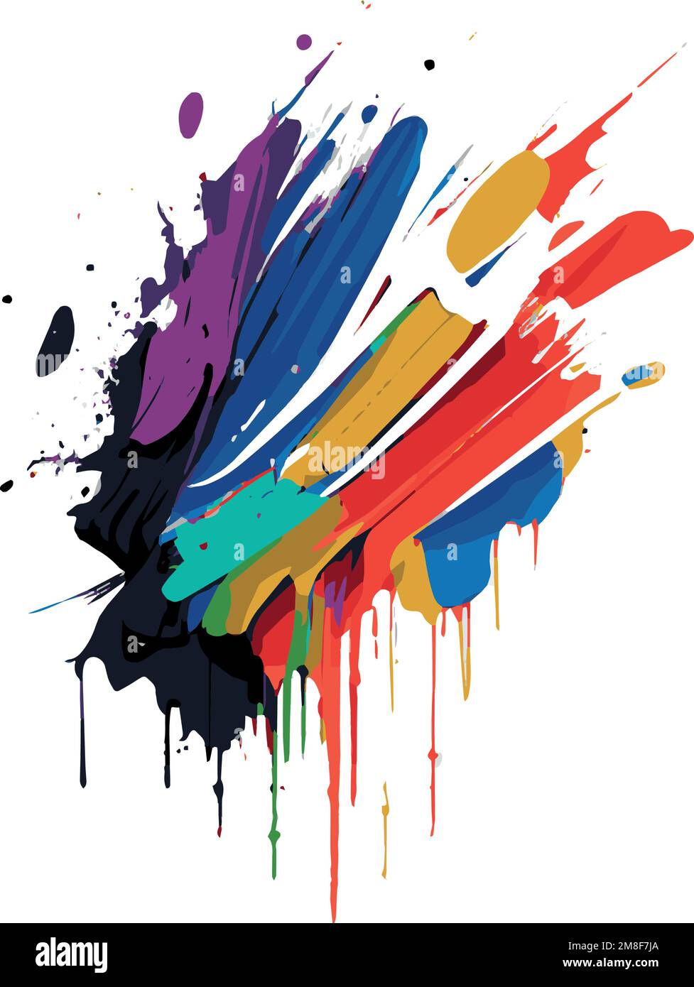 Smears, blots of colored paint on a white background, multicolored ...