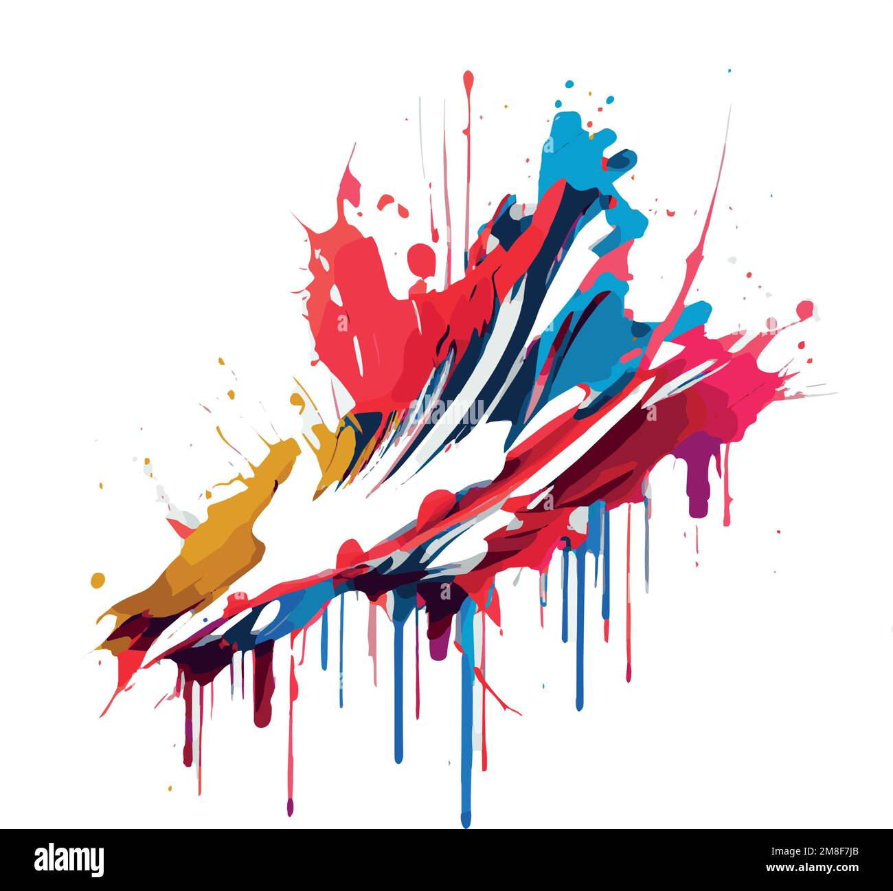 Smears, blots of colored paint on a white background, multicolored ...