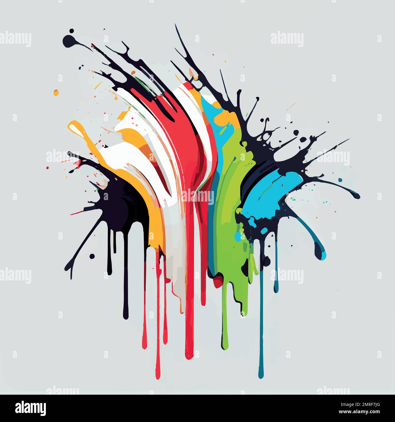 Smears, blots of colored paint on a white background, multicolored ...