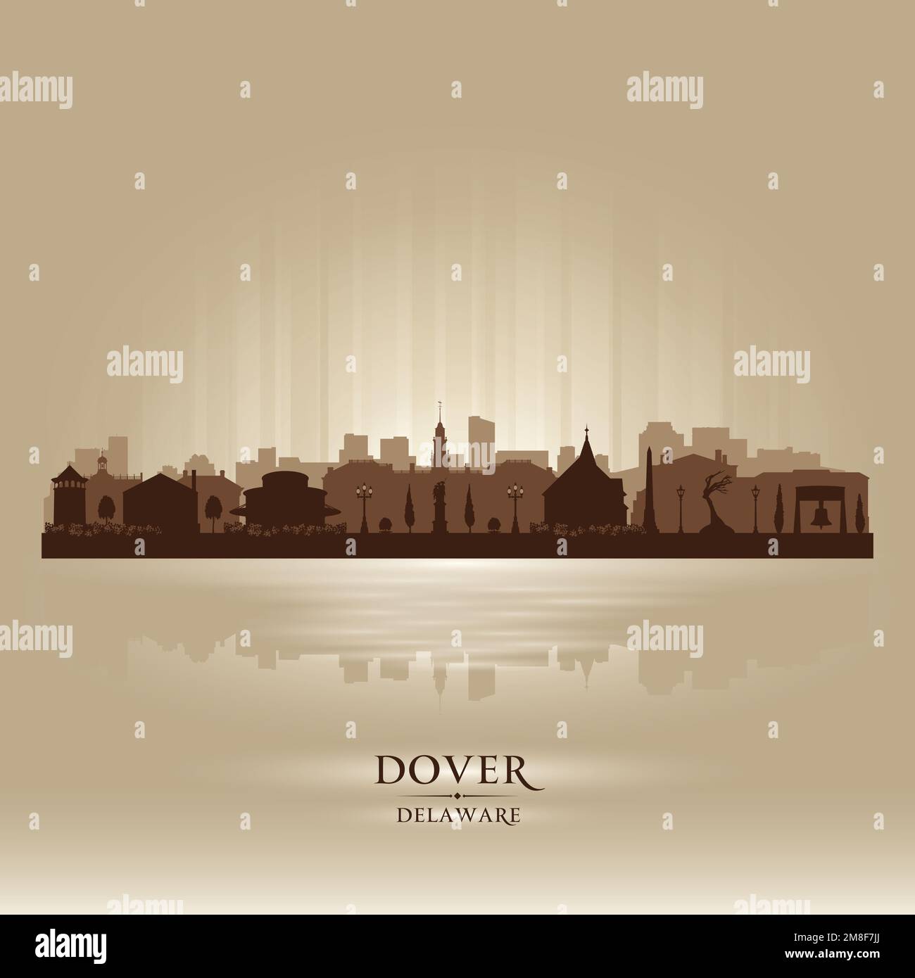 Dover Delaware city skyline vector silhouette illustration Stock Vector ...