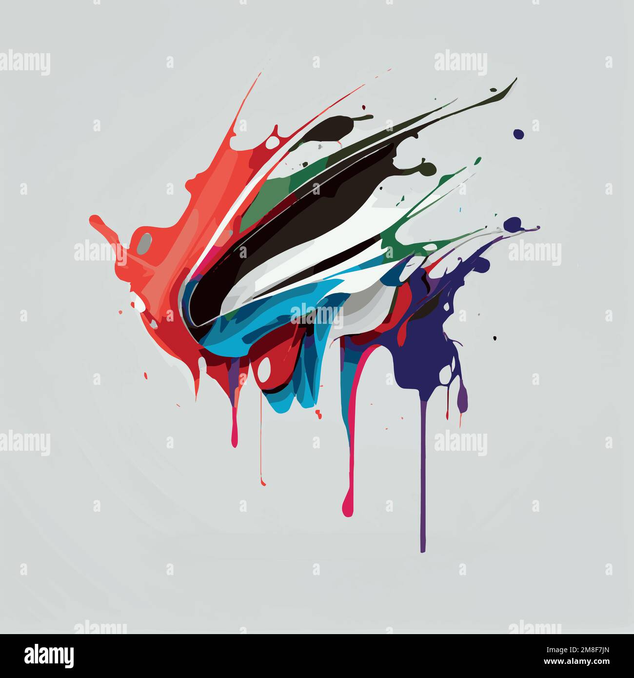 Smears, blots of colored paint on a white background, multicolored ...