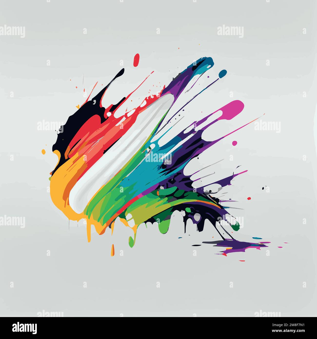 Smears, blots of colored paint on a white background, multicolored ...
