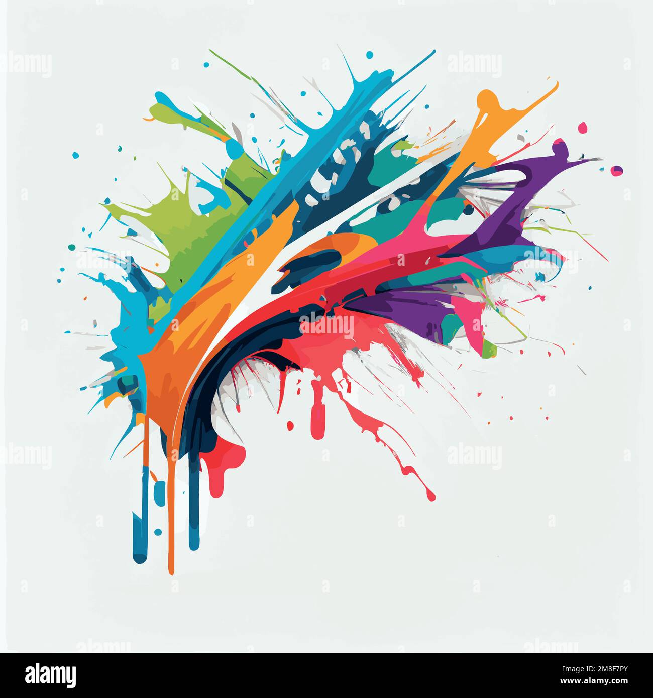 Smears, blots of colored paint on a white background, multicolored ...