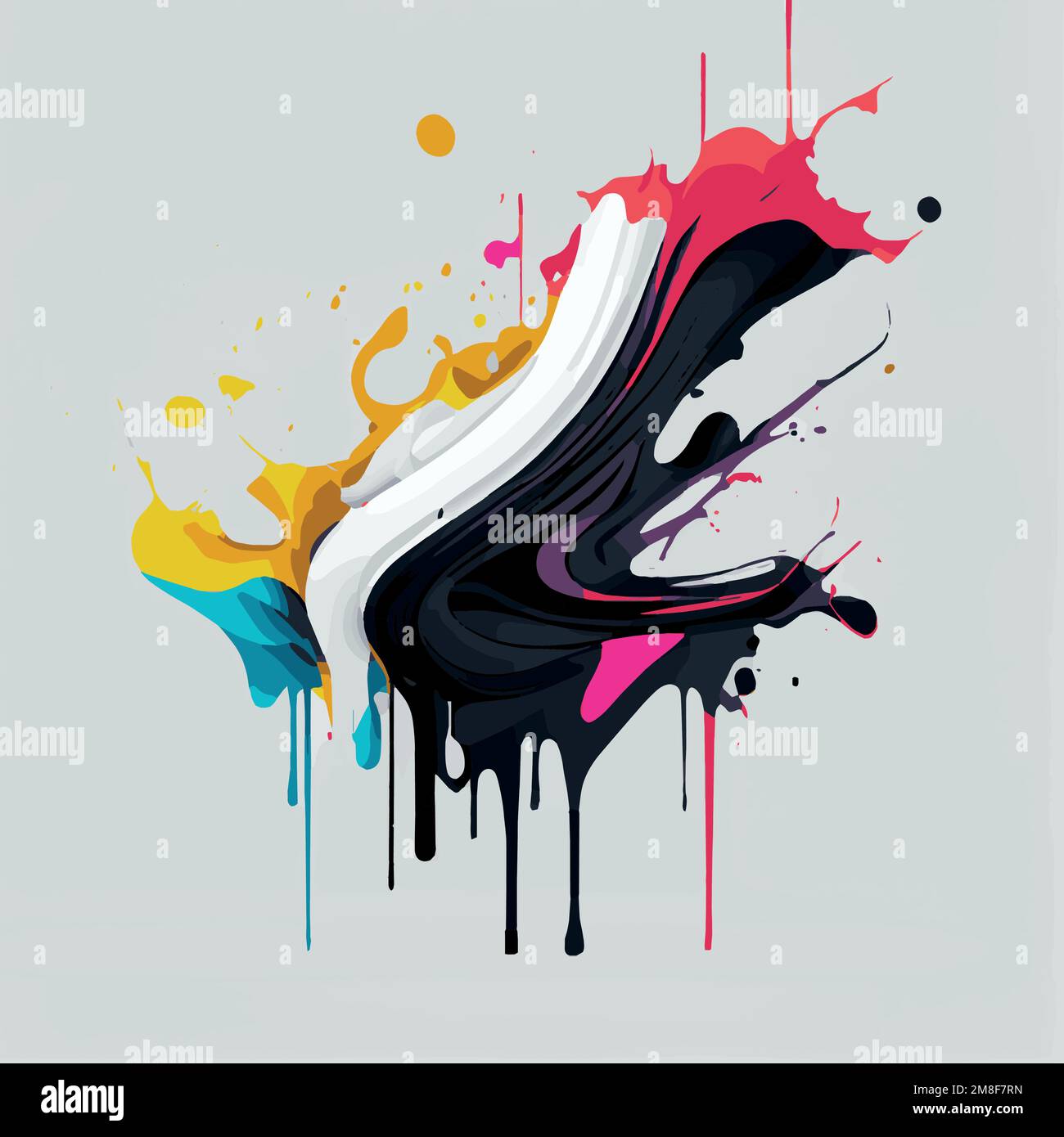 Smears, blots of colored paint on a white background, multicolored ...