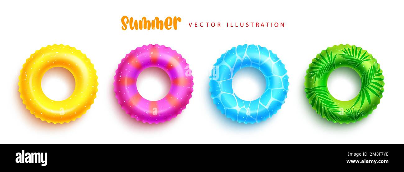 Summer floater vector set. Lifebuoy inflatable element with colorful ...