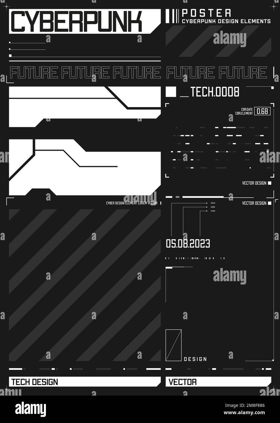 Cyberpunk futuristic poster. Tech cyberpunk design for web and print ...