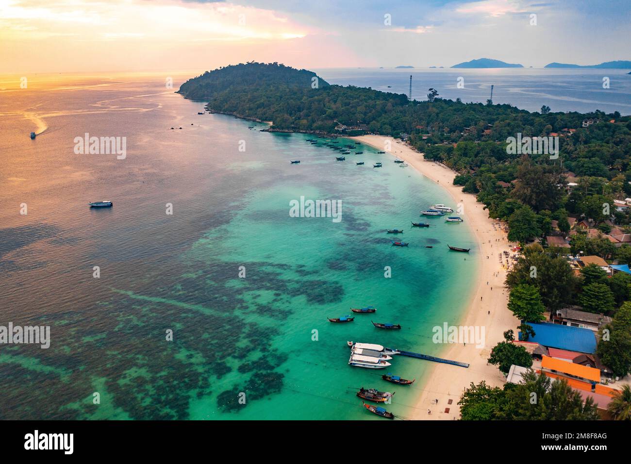 Aerial view of Pattaya Beach in Koh Lipe, Satun, Thailand Stock Photo ...