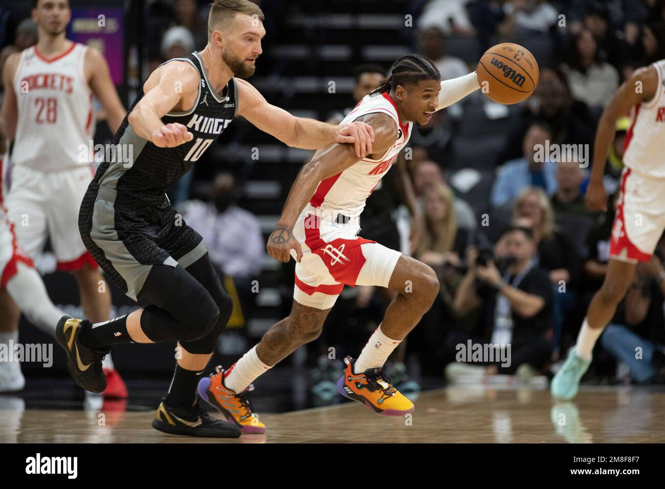 Houston Rockets guard Jalen Green steals the ball from Sacramento Kings ...