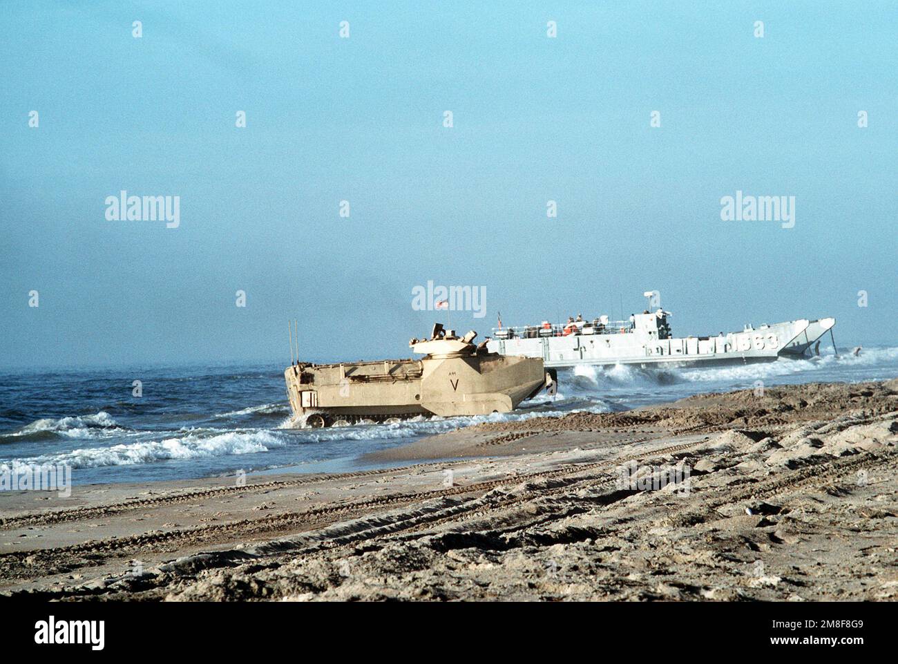 An AAVP-7A1 amphibious assault vehicle from 2nd Plt., Co. A, 2nd ...