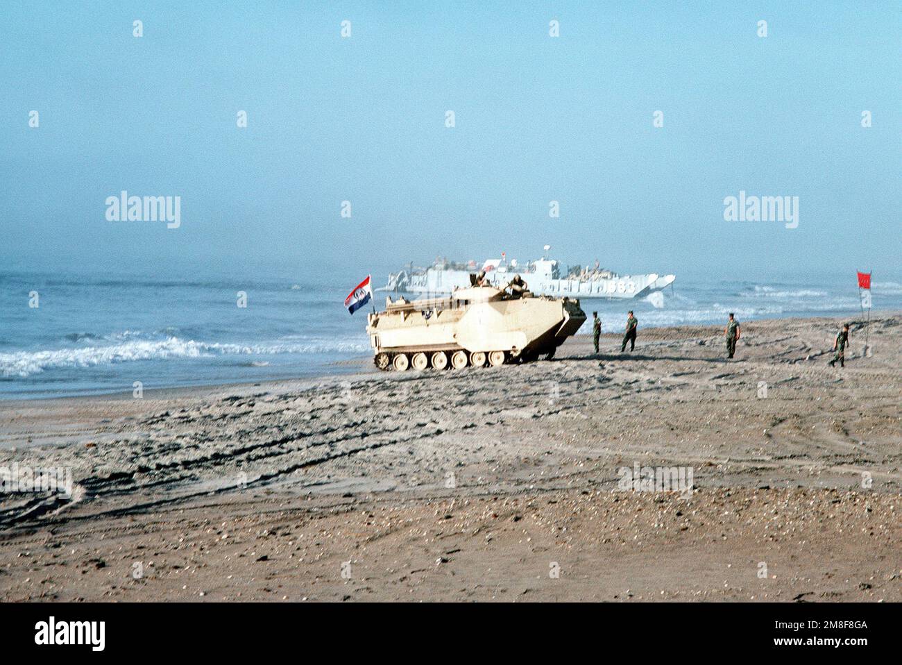 An AAVP-7A1 amphibious assault vehicle from 2nd Plt., Co. A, 2nd ...