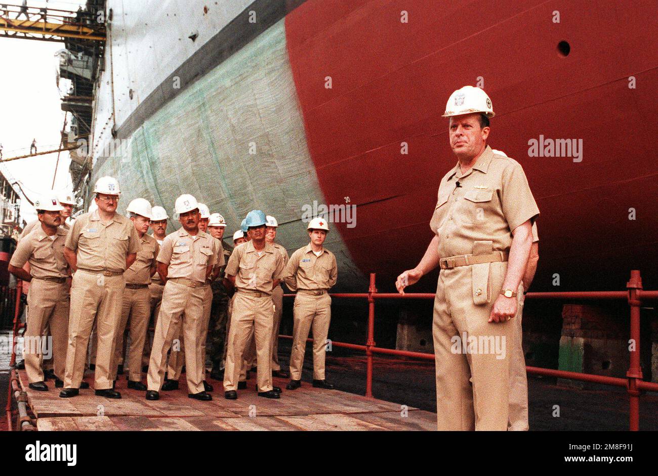 Rear Adm. Raynor A.K. Taylor, commander, Middle East Forces, speaks as ...