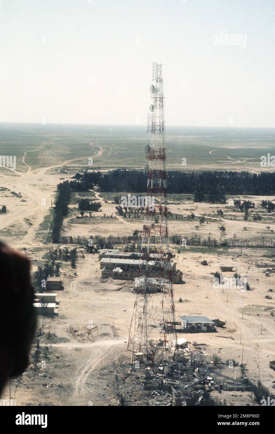 An aerial view of an abandoned Iraqi communications station near Kuwait ...