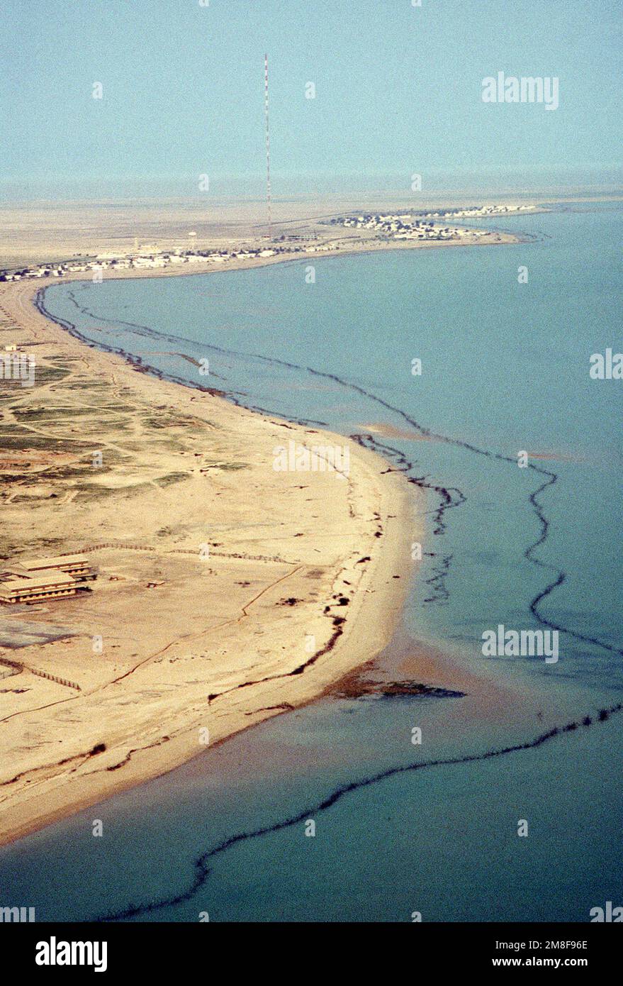 Oil pollutes the water off the shoreline of Fallaka, an island new ...