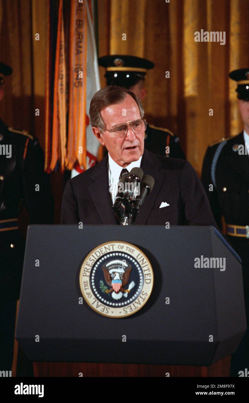 President George H. W. Bush presented a posthumous Medal of Honor to ...