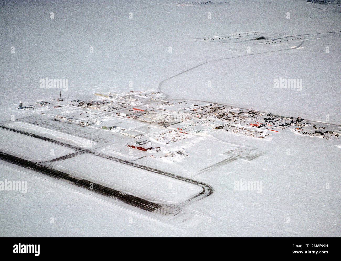 An aerial view of a U.S. military ice station and airstrip. Country ...