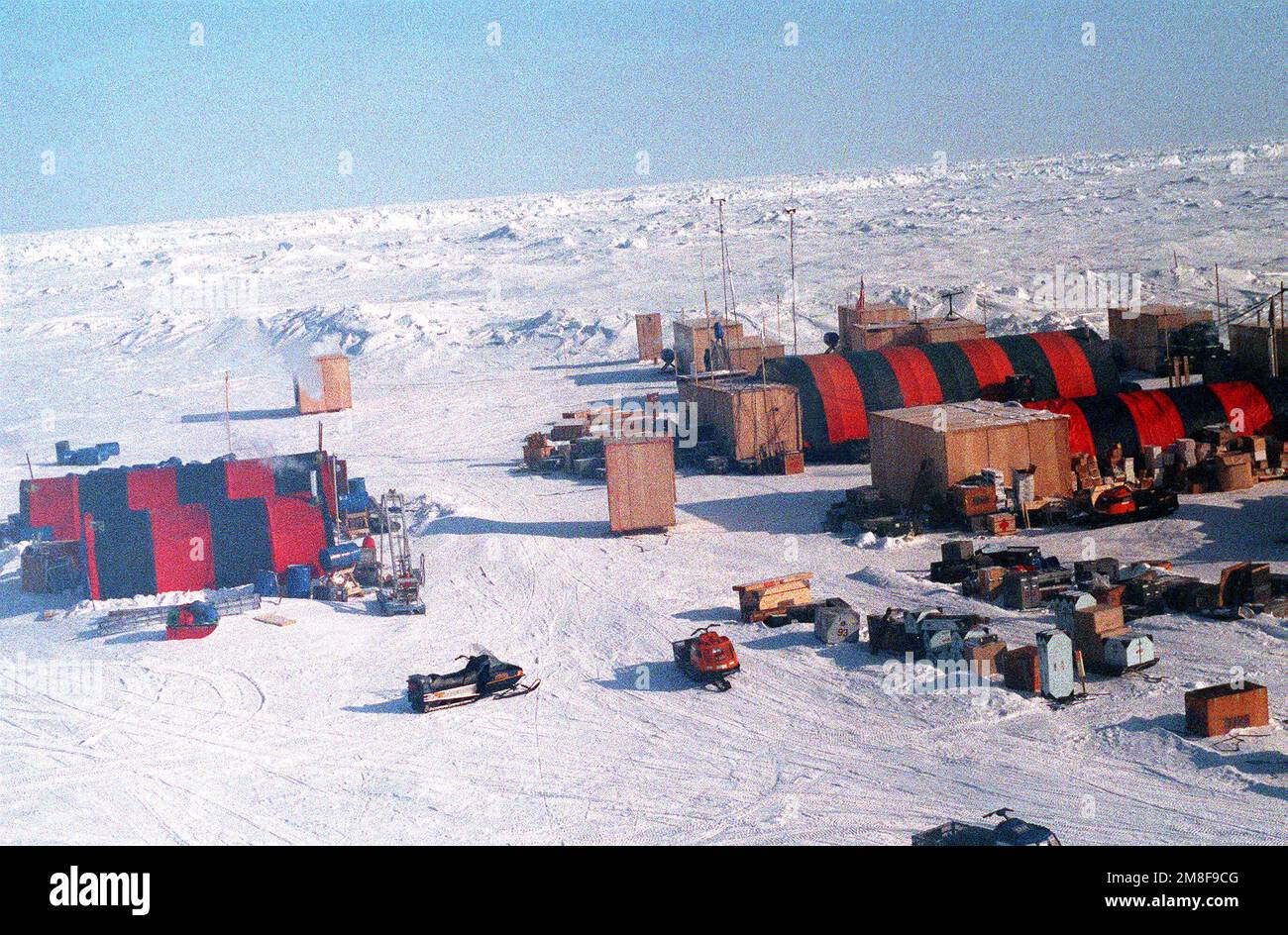 An aerial view of an ice camp north of the Arctic Circle.. Country ...