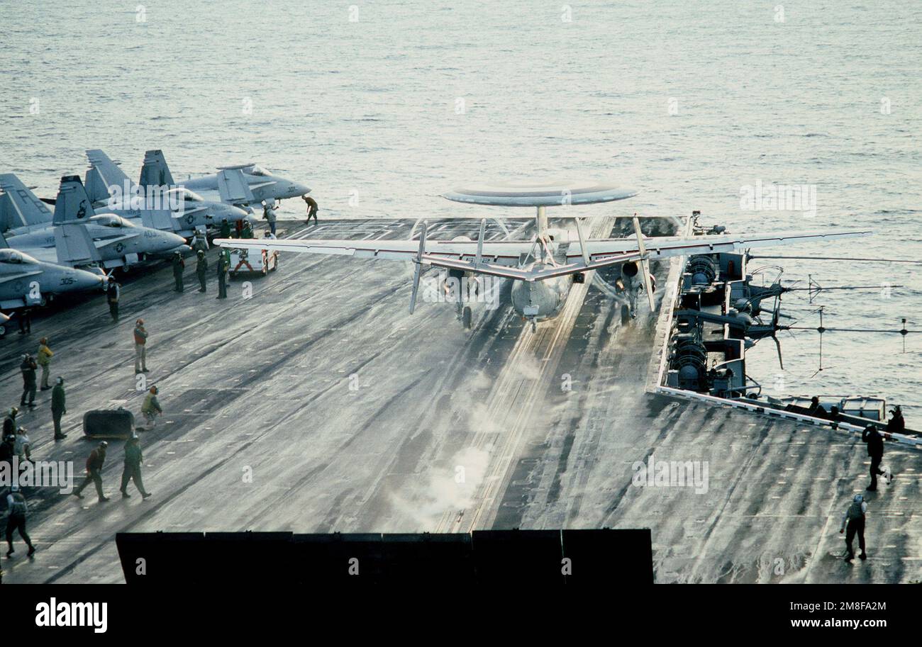 A Carrier Airborne Early Warning Squadron 123 (VAW-123) E-2C Hawkeye ...