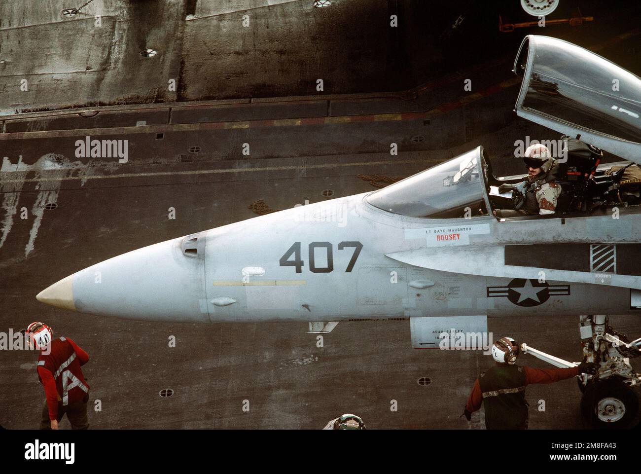 The pilot of a Strike Fighter Squadron 86 (VFA-86) F/A-18C Hornet ...