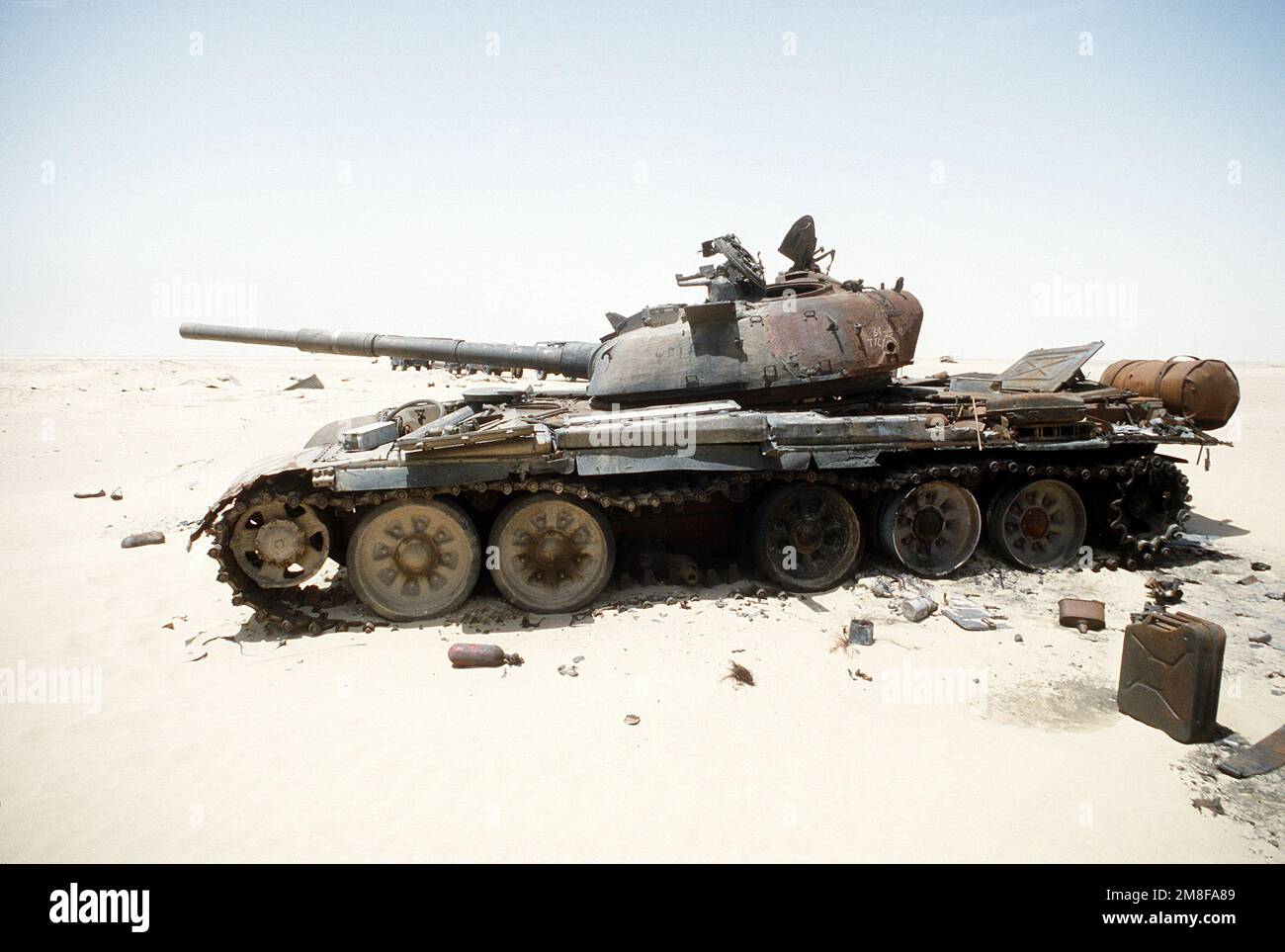 An Iraqi T-72 main battle tank destroyed near Ali Al Salem Air Base ...