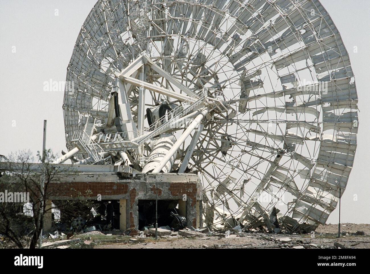 A satellite communications antenna destroyed during Operation Desert ...