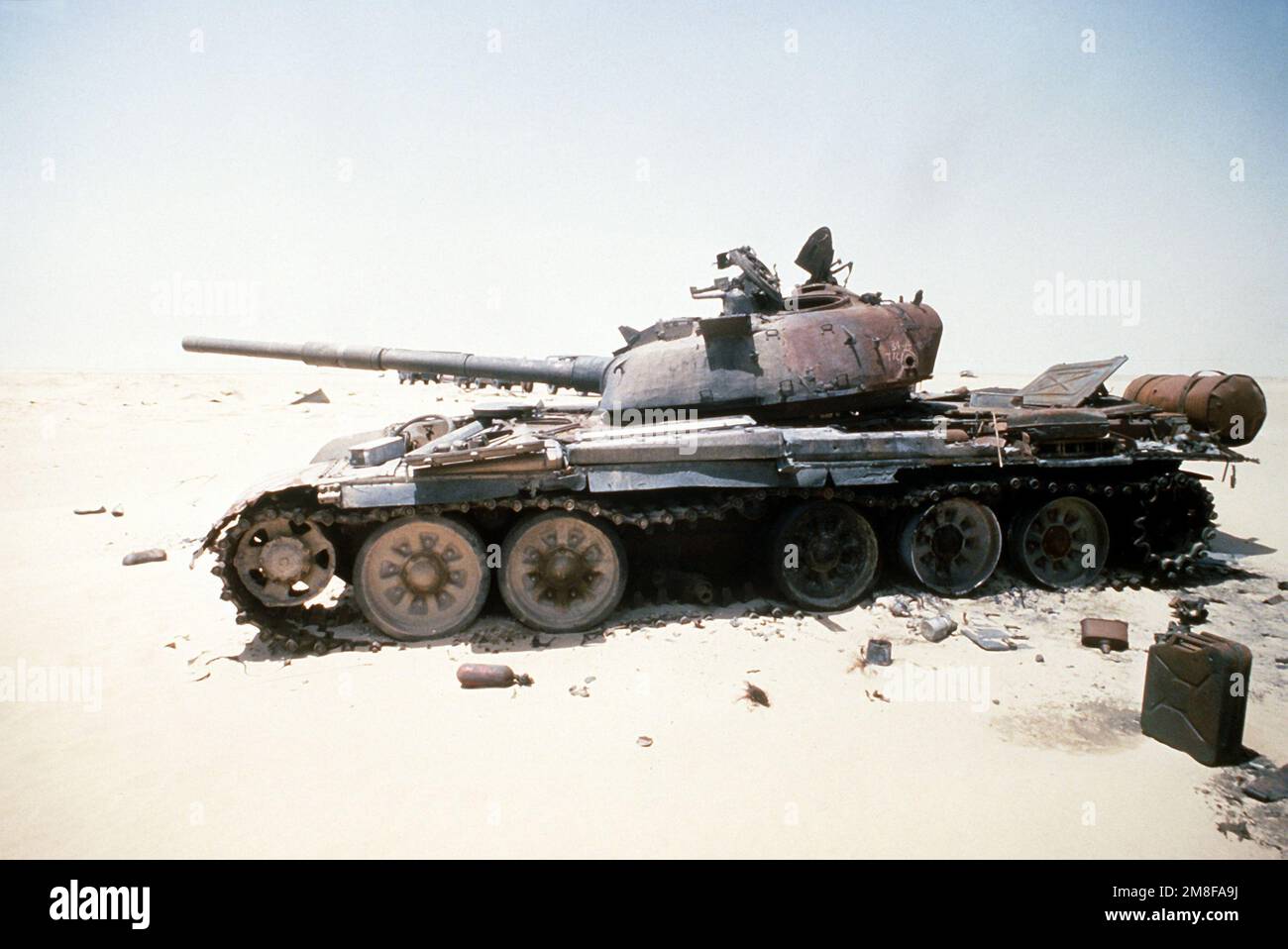 A view of an Iraqi T-72 main battle tank destroyed in a Coalition ...