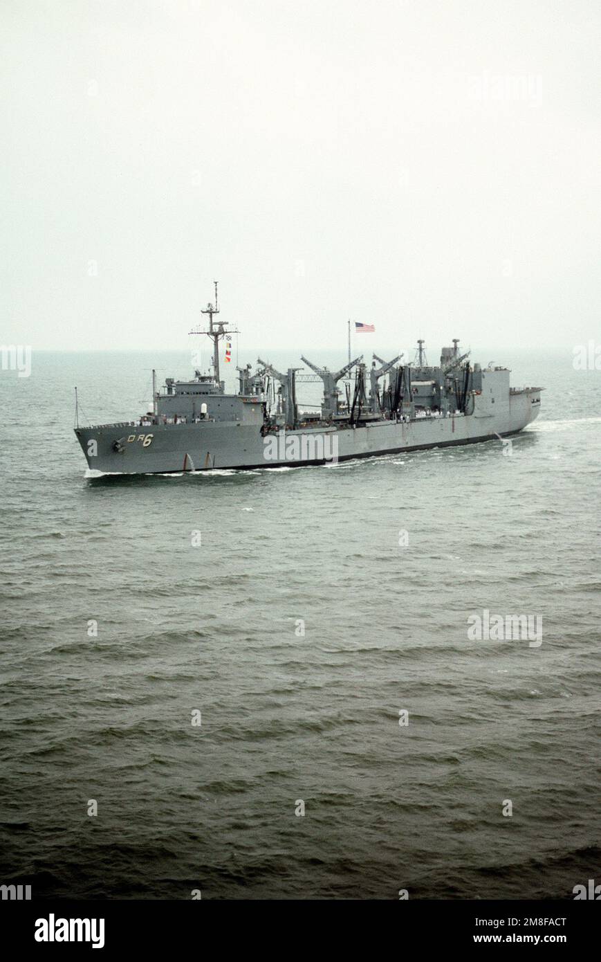 A port bow view of the replenishment oiler USS KALAMAZOO (AOR-6 ...