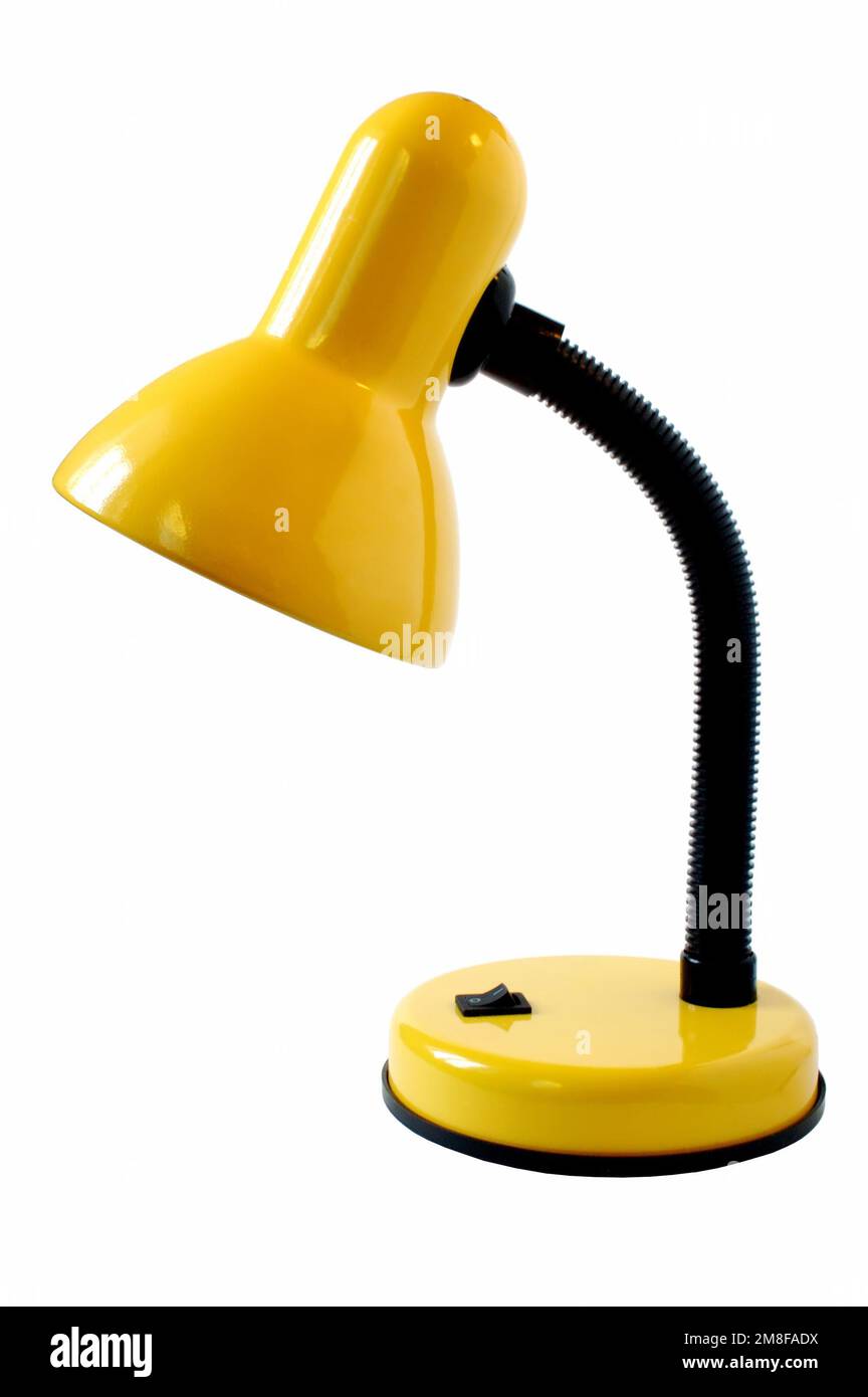 Yellow desk lamp isolated on a white background Stock Photo - Alamy