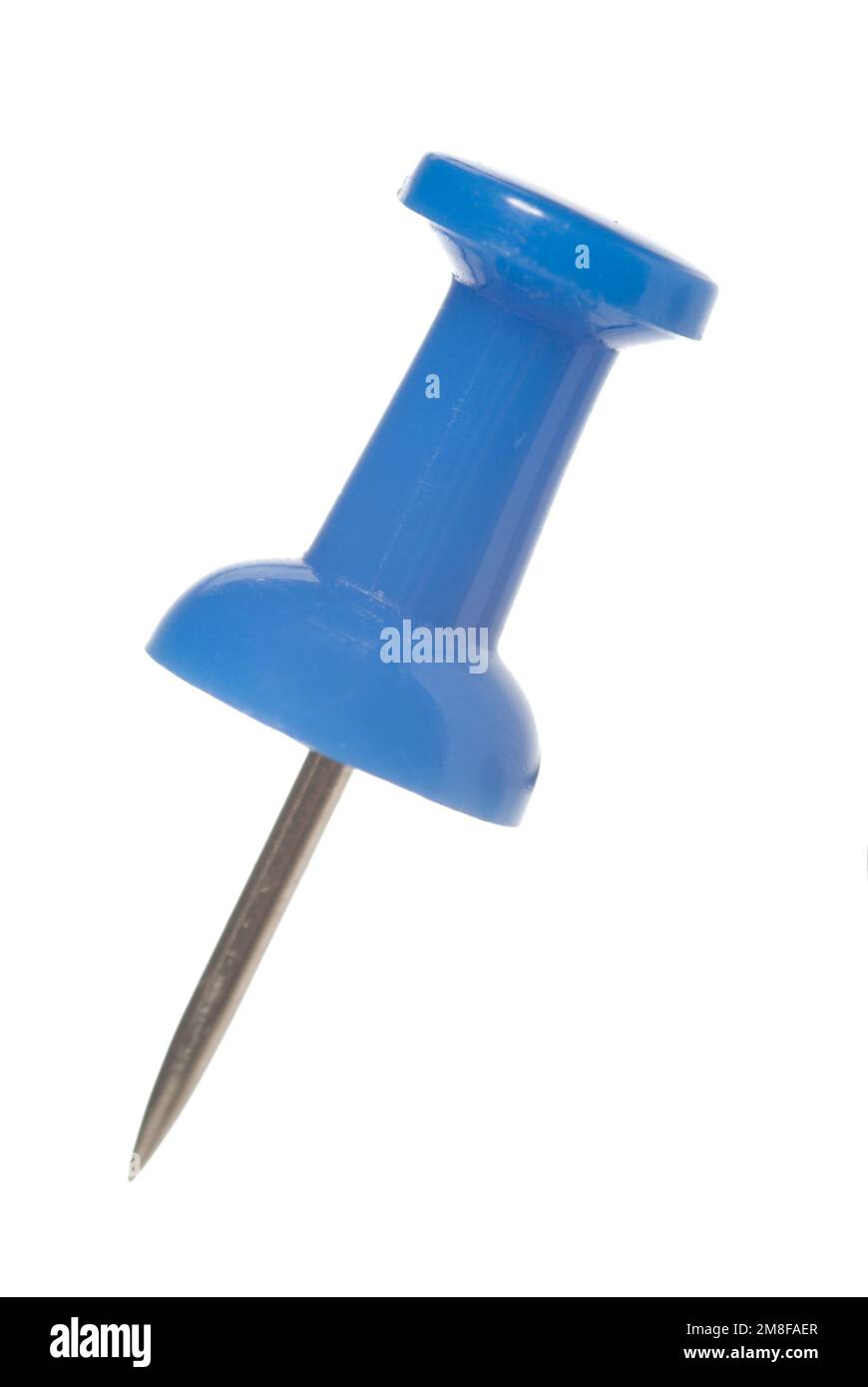 Blue push pin on white Stock Photo - Alamy