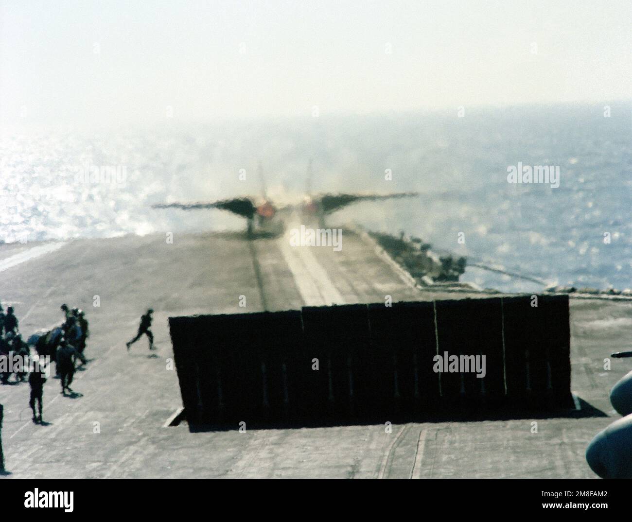 The Mark 7 jet blast deflector (JBD) remains in the raised position ...