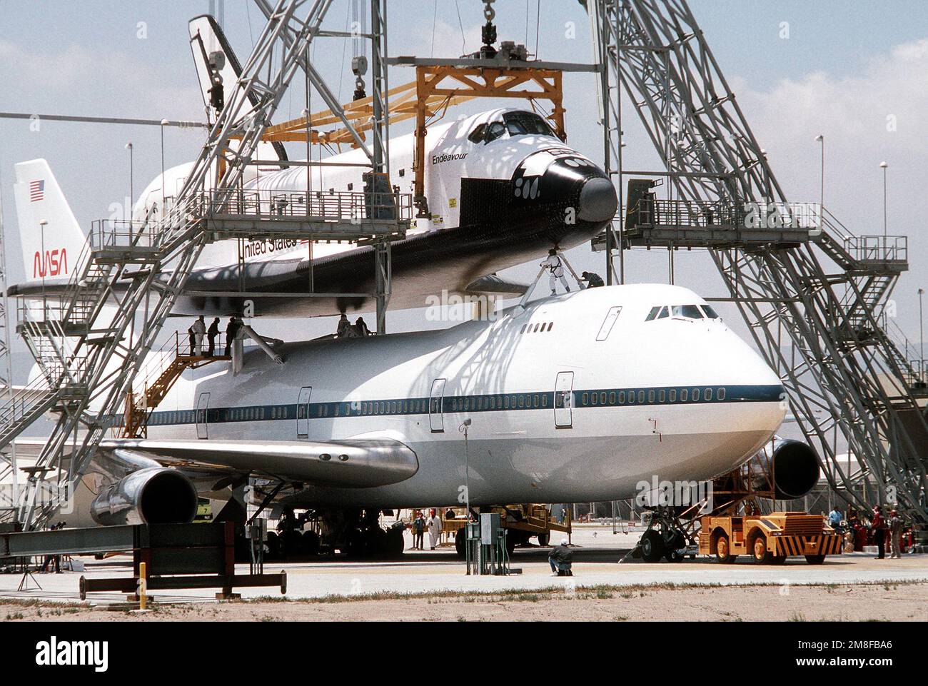 The NASA 747 Shuttle Carrier Aircraft (SCA) in position beneath the ...