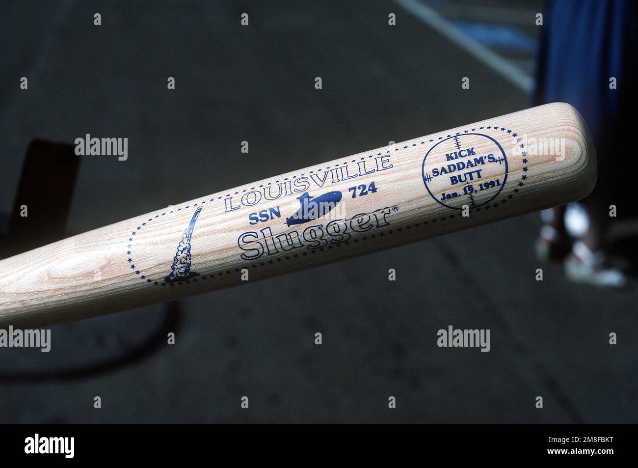 A view of a Louisville Slugger baseball bat commemorating the role of ...