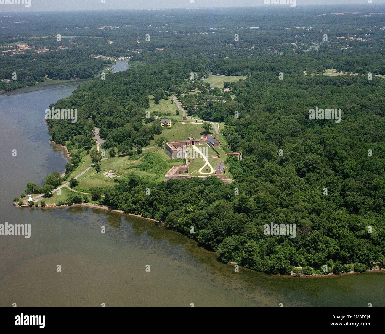 An aerial view of Fort Washington Park, which is located on the banks of the Potomac River ...