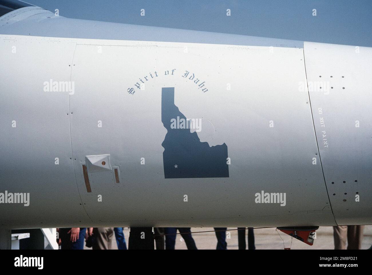 A close-up view of the artwork on the nose of an EF-111A Raven aircraft ...