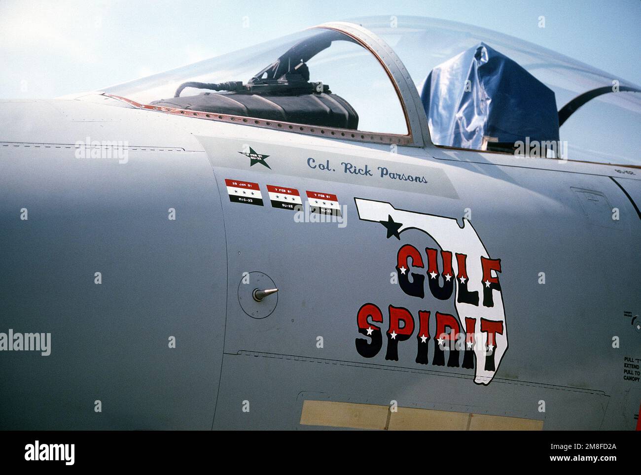 A close-up view of the artwork on the side of a 33rd Tactical Fighter ...