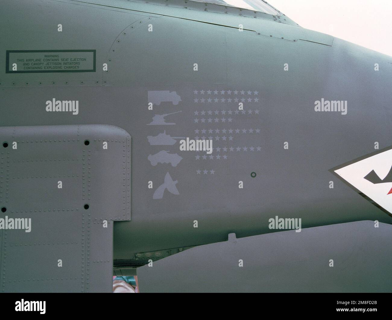 A close-up view of the markings painted on the side of a 74th Tactical ...