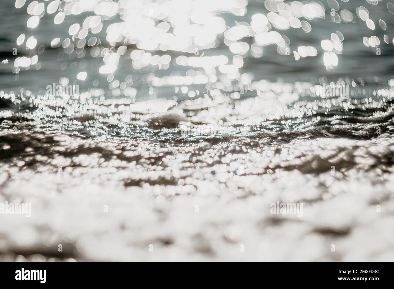 Abstract sea summer ocean sunset nature background. Small waves on ...